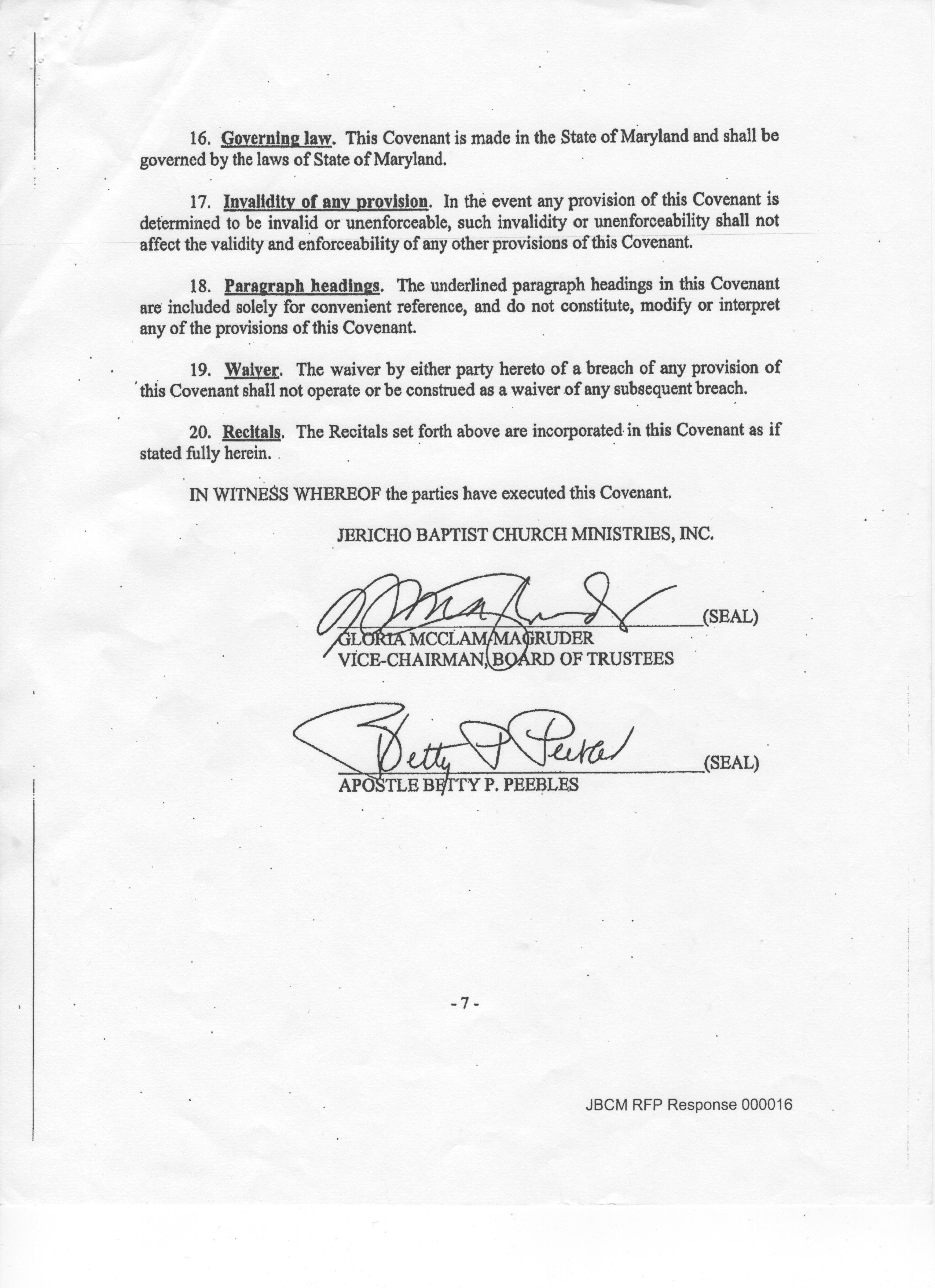 Pastorial Covenant with Apostle Betty P. Peebles and the Six Rogue ...